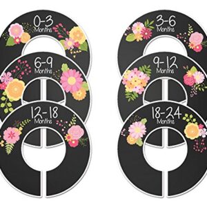 6 Baby Girl Nursery C191 Clothing Size Closet Dividers Chalkboard Flowers