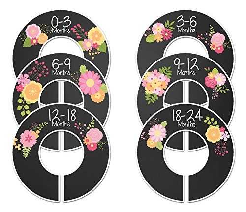 6 Baby Girl Nursery C191 Clothing Size Closet Dividers Chalkboard Flowers