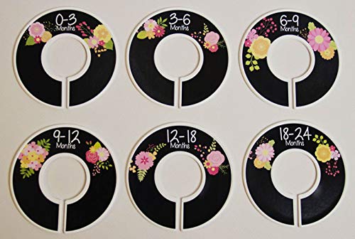 6 Baby Girl Nursery C191 Clothing Size Closet Dividers Chalkboard Flowers