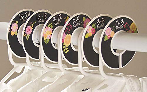 6 Baby Girl Nursery C191 Clothing Size Closet Dividers Chalkboard Flowers