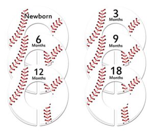 6 baseball c196 baby boy nursery clothing size closet dividers (1.25 inch rod)