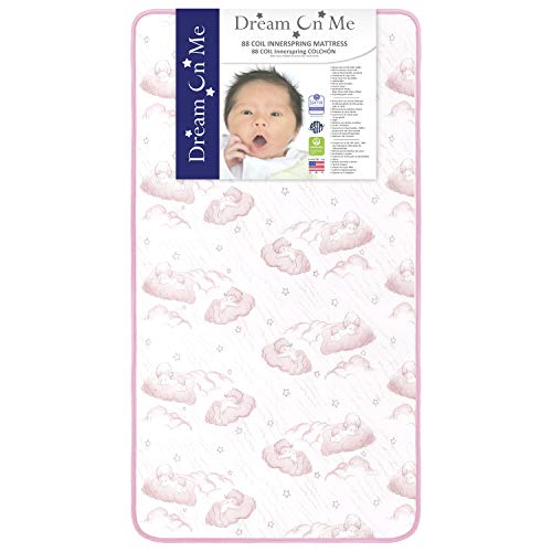 Dream On Me Twilight 80 Coil Spring Crib and Toddler Bed Mattress, Wave Pink, 5"