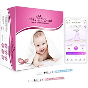 ovulation test strips powered by premom ovulation predictor app, fsa eligible, 40 ovulation test and 10 pregnancy test strips, 40lh +10hcg | package may vary