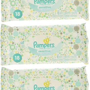 Pampers Sensitive Wipes, 18 Count (Pack of 3)