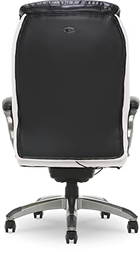 Serta Executive Office Smart Layers Technology Leather and Mesh Ergonomic Computer Chair with Contoured Lumbar and ComfortCoils, Black & White