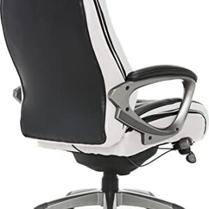 Serta Executive Office Smart Layers Technology Leather and Mesh Ergonomic Computer Chair with Contoured Lumbar and ComfortCoils, Black & White