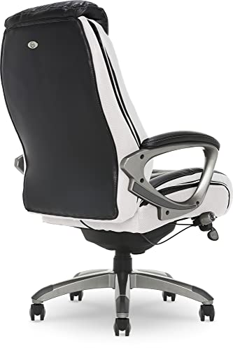 Serta Executive Office Smart Layers Technology Leather and Mesh Ergonomic Computer Chair with Contoured Lumbar and ComfortCoils, Black & White