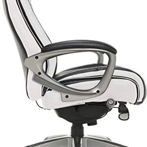 Serta Executive Office Smart Layers Technology Leather and Mesh Ergonomic Computer Chair with Contoured Lumbar and ComfortCoils, Black & White