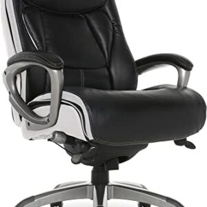 Serta Executive Office Smart Layers Technology Leather and Mesh Ergonomic Computer Chair with Contoured Lumbar and ComfortCoils, Black & White