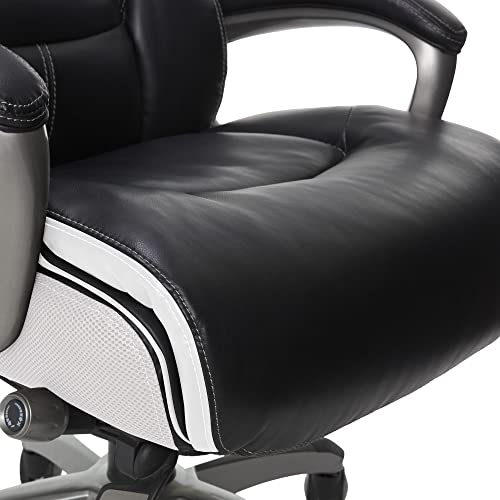 Serta Executive Office Smart Layers Technology Leather and Mesh Ergonomic Computer Chair with Contoured Lumbar and ComfortCoils, Black & White