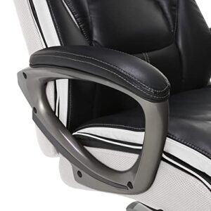 Serta Executive Office Smart Layers Technology Leather and Mesh Ergonomic Computer Chair with Contoured Lumbar and ComfortCoils, Black & White