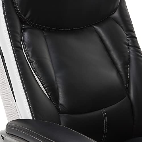 Serta Executive Office Smart Layers Technology Leather and Mesh Ergonomic Computer Chair with Contoured Lumbar and ComfortCoils, Black & White