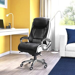 Serta Executive Office Smart Layers Technology Leather and Mesh Ergonomic Computer Chair with Contoured Lumbar and ComfortCoils, Black & White