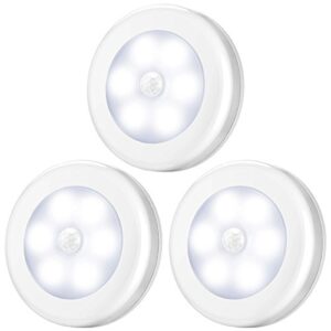 amir (upgraded version) motion sensor lights, battery-powered led night lights, stick-anywhere closet lights stair lights, wall lights for hallway, bathroom, bedroom, kitchen etc. (white - pack of 3)