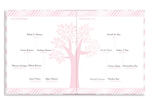 Pearhead First 5 Years Chevron Baby Memory Book With Clean-Touch Baby Safe Ink Pad To Make Baby's Hand Or Footprint Included, Newborn Milestone And Pregnancy Journal, Pink