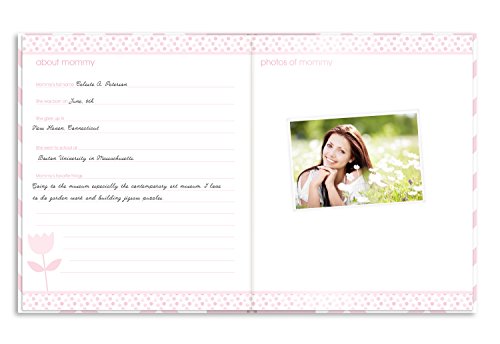 Pearhead First 5 Years Chevron Baby Memory Book With Clean-Touch Baby Safe Ink Pad To Make Baby's Hand Or Footprint Included, Newborn Milestone And Pregnancy Journal, Pink