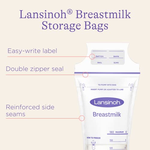 Lansinoh Breastmilk Storage Bags, 200 Count Value Pack, Easy to Use Milk Storage Bags for Breastfeeding, Presterilized, Hygienically Doubled-Sealed, for Refrigeration and Freezing, 6 Ounce