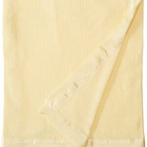 Thermal Waffle Weave Baby Blanket with Satin Nylon Trim (Yellow)