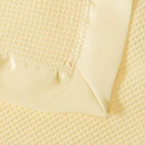 Thermal Waffle Weave Baby Blanket with Satin Nylon Trim (Yellow)