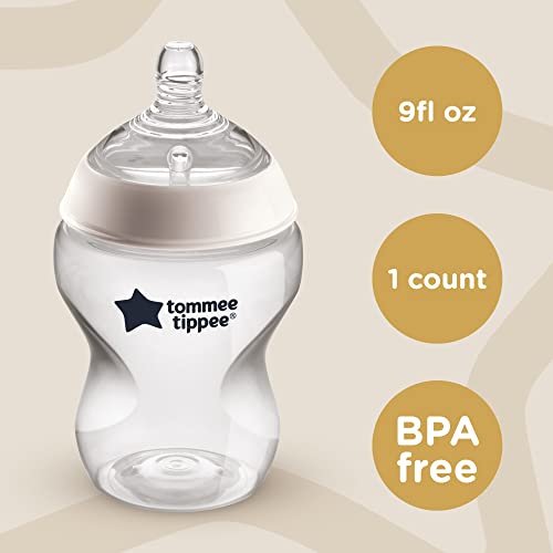 Tommee Tippee Closer to Nature Baby Bottle, Breast-Like Nipple with Anti-Colic Valve, 9oz, 1 Count