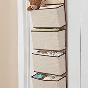 Delta Children 4 Pocket Over The Door Hanging Organizer, Easy Storage/Organization Solution - Versatile and Accessible in Any Room in the House, Beige