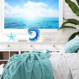 Beachcombers Rolling Ocean Coastal Table Top Nautical Decor Decoration Glass Art Blue