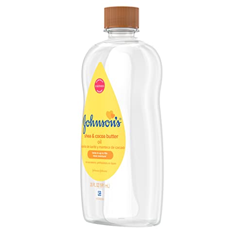 Johnson's Baby Oil, Mineral Oil Enriched with Shea & Cocoa Butter to Prevent Moisture Loss, Hypoallergenic, 20 fl. oz