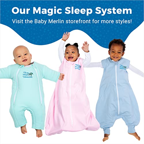 Baby Merlin's Magic Sleepsuit - 100% Cotton Baby Transition Swaddle - Baby Sleep Suit - Blue - 3-6 Months