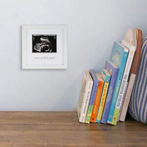 Pearhead Love at First Sight Sonogram Picture Frame, Pregnancy Ultrasound Keepsake Photo Frame, Gender-Neutral Baby Nursery Décor, 4x3 Photo, White