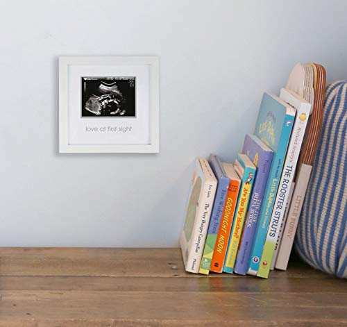 Pearhead Love at First Sight Sonogram Picture Frame, Pregnancy Ultrasound Keepsake Photo Frame, Gender-Neutral Baby Nursery Décor, 4x3 Photo, White