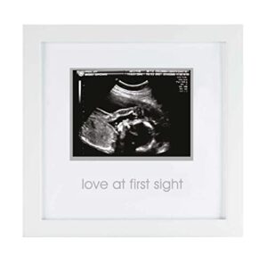 pearhead love at first sight sonogram picture frame, pregnancy ultrasound keepsake photo frame, gender-neutral baby nursery décor, 4x3 photo, white