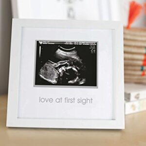 Pearhead Love at First Sight Sonogram Picture Frame, Pregnancy Ultrasound Keepsake Photo Frame, Gender-Neutral Baby Nursery Décor, 4x3 Photo, White