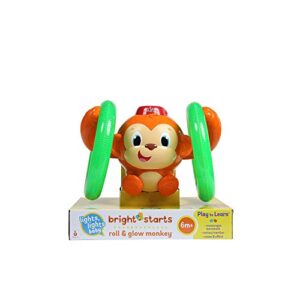 Bright Starts Roll & Glow Monkey Crawling Baby Toy with Lights and Sounds for 6 Months and up