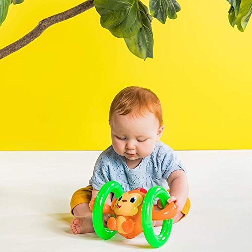 Bright Starts Roll & Glow Monkey Crawling Baby Toy with Lights and Sounds for 6 Months and up