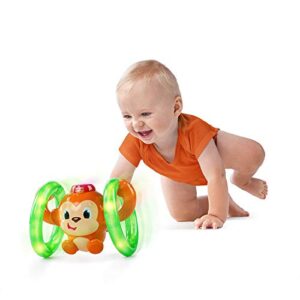 Bright Starts Roll & Glow Monkey Crawling Baby Toy with Lights and Sounds for 6 Months and up