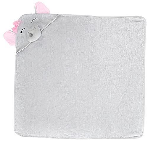 Hudson Baby Unisex Baby Cotton Animal Face Hooded Towel, Pretty Elephant, One Size