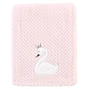 hudson baby unisex baby plush waffle blanket, swan, one size