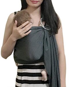 vlokup baby water ring sling carrier | lightweight breathable mesh baby wrap for infant, newborn, kids and toddlers | perfect for summer, swimming, pool, beach | great for dad too grey