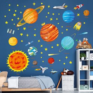 decowall sg2-1501 the solar system kids wall stickers wall decals peel and stick removable wall stickers for kids nursery bedroom living room (large) d?cor