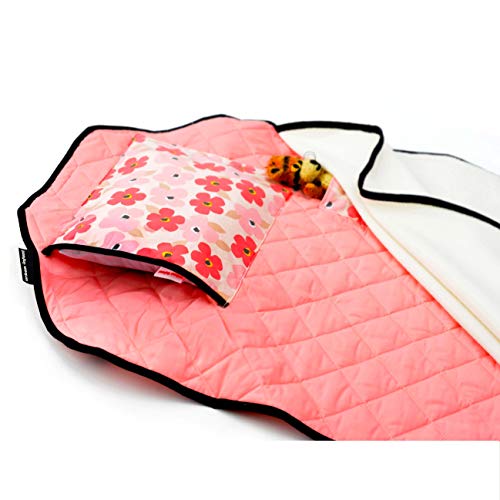 Urban Infant Tot Cot Kids Nap Mat - Toddler Preschool Daycare Bedding Cover with Blanket and Pillow - Poppies