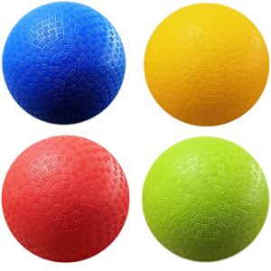 appleround 8.5-inch dodgeball playground balls, pack of 4 balls with 1 pump, official size for dodge ball, handball, camps and schools (4 balls and 1 pump)