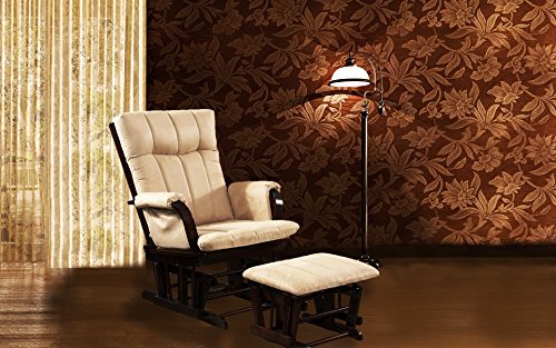 Artiva USA Home Deluxe Microfiber Cushion Cherry Wood Glider Rocker Chair and Ottoman Set (Mocha)