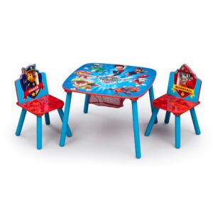 delta children kids table and chair set with storage (2 chairs included) - ideal for arts & crafts, snack time, homeschooling, homework & more, nick jr. paw patrol