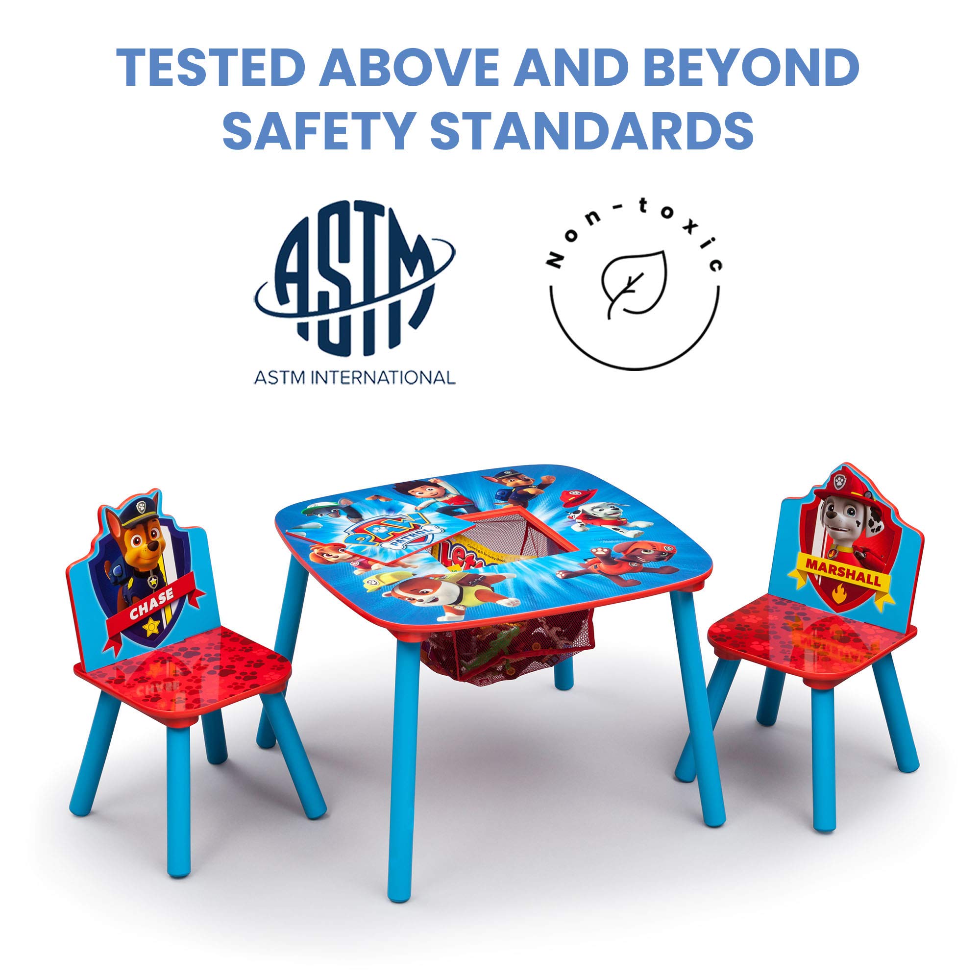 Delta Children Kids Table and Chair Set With Storage (2 Chairs Included) - Ideal for Arts & Crafts, Snack Time, Homeschooling, Homework & More, Nick Jr. PAW Patrol