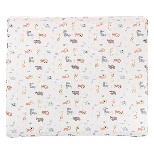 Trend Lab Crayon Jungle Flannel Swaddle Blanket - Jungle Animals Scatter Print Cotton Flannel, Orange, Yellow, Gray and White, 48 in x 48 in