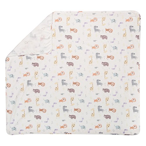 Trend Lab Crayon Jungle Flannel Swaddle Blanket - Jungle Animals Scatter Print Cotton Flannel, Orange, Yellow, Gray and White, 48 in x 48 in