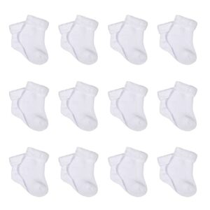 gerber unisex baby 12-pair sock bundle white 0-3 months