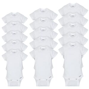 gerber baby 15 piece onesies bodysuit multi size pack, white, (0-3m, 3-6m, 6-9m)