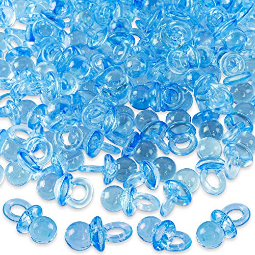 Mini Acrylic Baby Pacifiers for Baby Shower Decorations, Table Scatter, Party Favors, Games & Activities - 144 Pieces by Super Z Outlet (Blue)