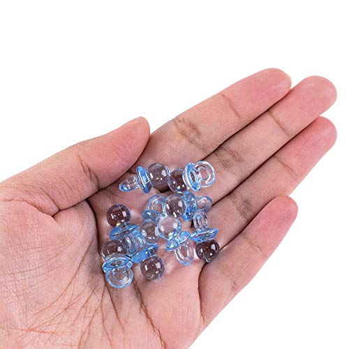 Mini Acrylic Baby Pacifiers for Baby Shower Decorations, Table Scatter, Party Favors, Games & Activities - 144 Pieces by Super Z Outlet (Blue)